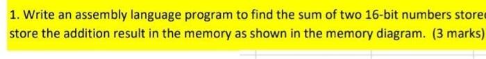 Solved 1. Write an assembly language program to find the sum | Chegg.com