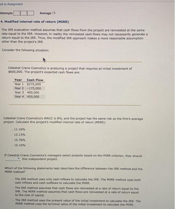 Solved ck to Assignment Attempts Average 3 4. Modified | Chegg.com
