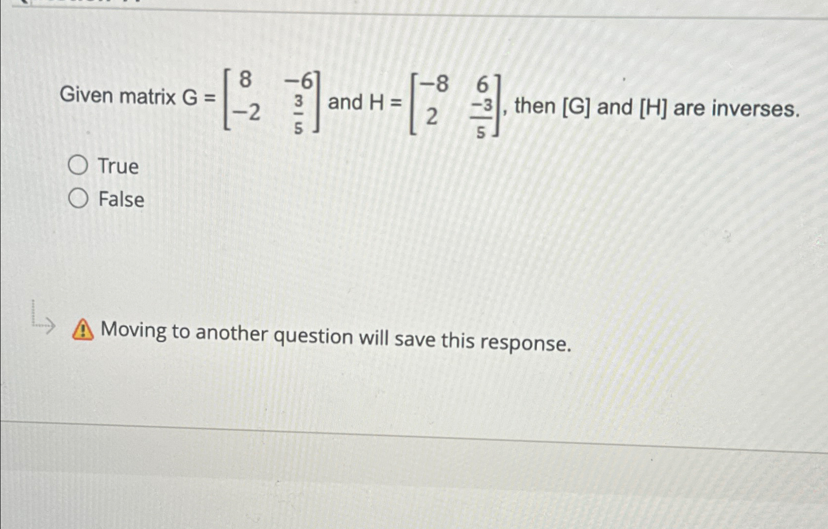 Given matrix G=[8-6-235] ﻿and H=[-862-35], ﻿then G | Chegg.com