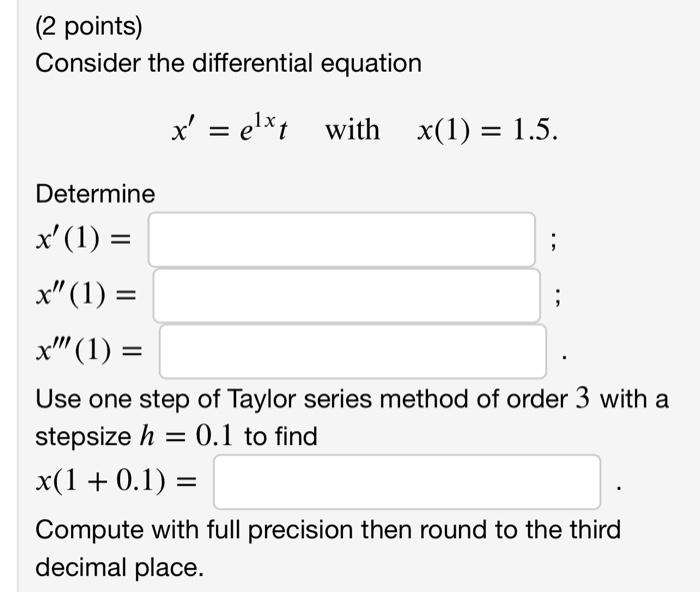 Solved Consider the differential equation x′=e1xt with | Chegg.com
