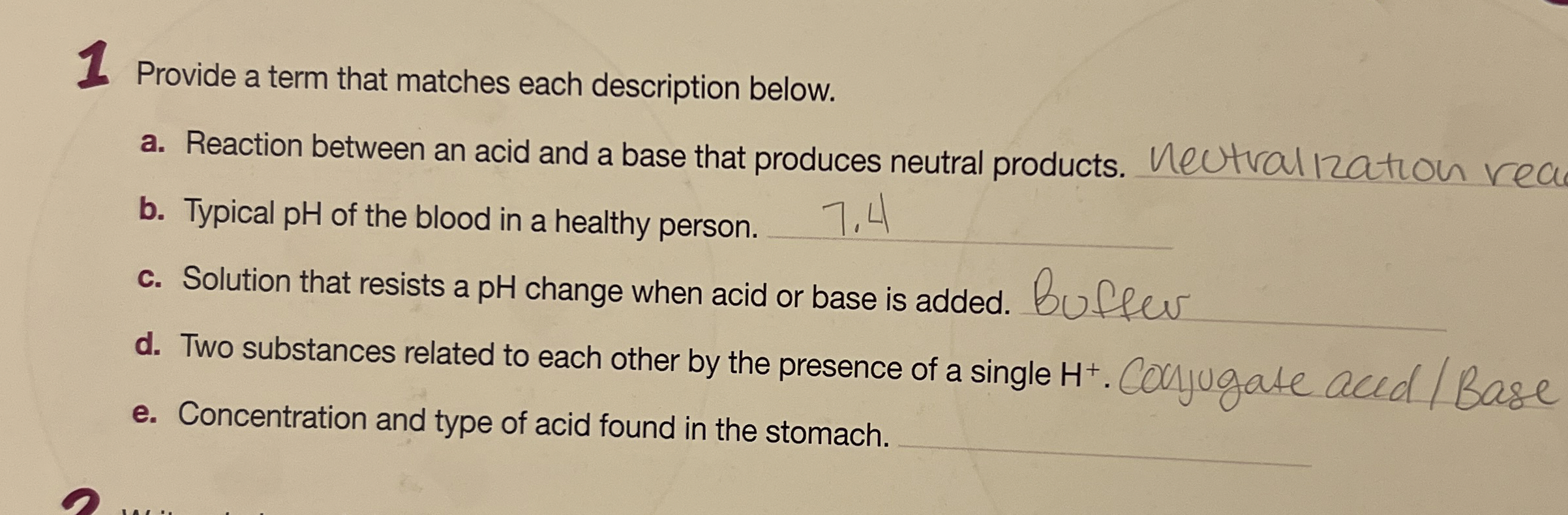 Solved 1 ﻿Provide a term that matches each description | Chegg.com
