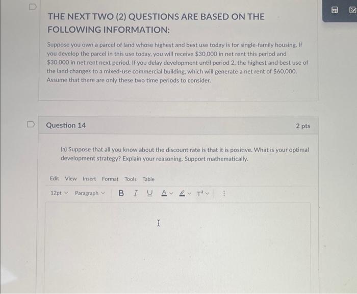 Solved THE NEXT TWO (2) QUESTIONS ARE BASED ON THE FOLLOWING | Chegg.com