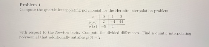 Solved Problem 1 Compute the quartie interpolating | Chegg.com