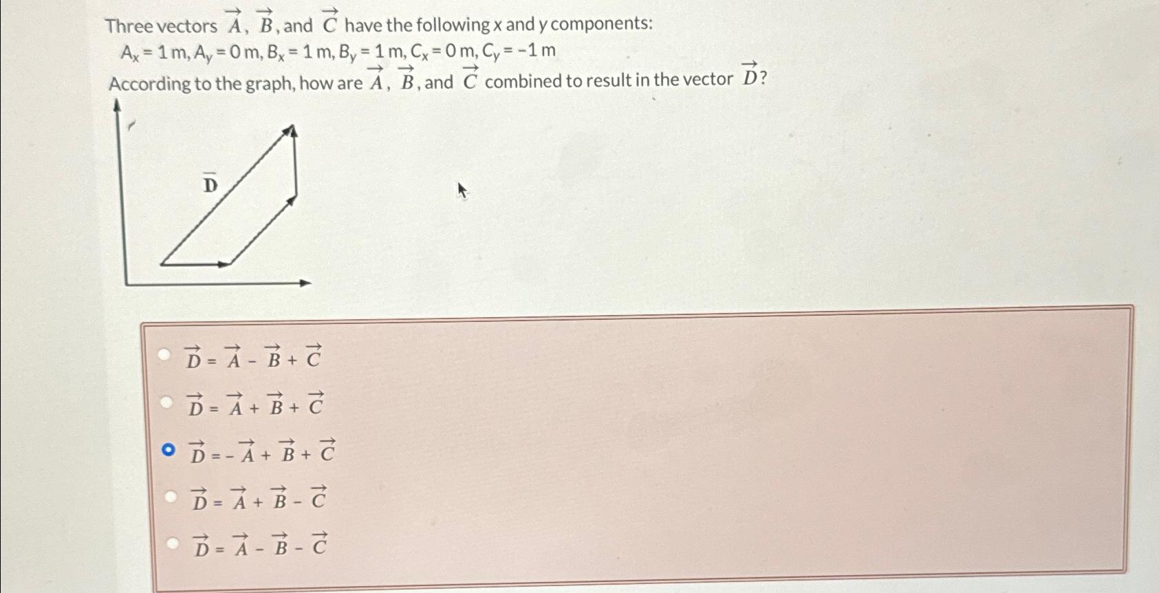 Solved Three vectors vec(A),vec(B), and vec(C) have the | Chegg.com
