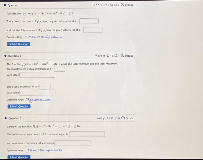 Solved Consider the function f(x)=5x2−4x+2,0≤x≤8. The | Chegg.com