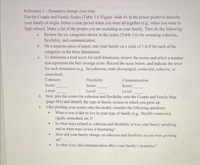 Reflection 1 - Dynamics change over time Use the | Chegg.com
