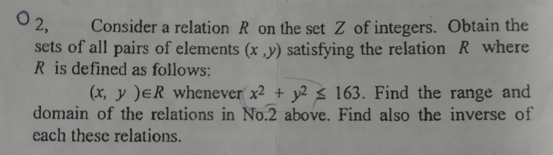 Solved 2, ﻿Consider a relation R ﻿on the set Z ﻿of integers. | Chegg.com