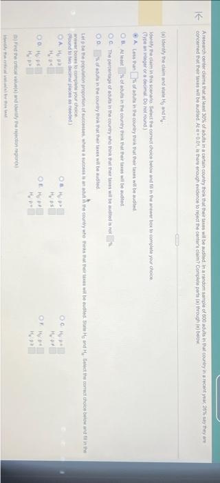 Solved (a) identey the claim and slate Ho and H0 A. Wien | Chegg.com