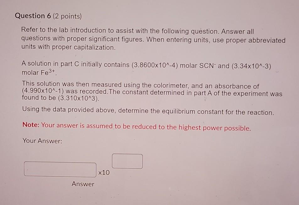 Solved Question 6 (2 points) Refer to the lab introduction | Chegg.com