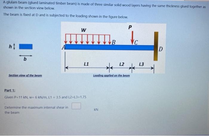 Solved A glulam beam (glued laminated timber beam) is made | Chegg.com