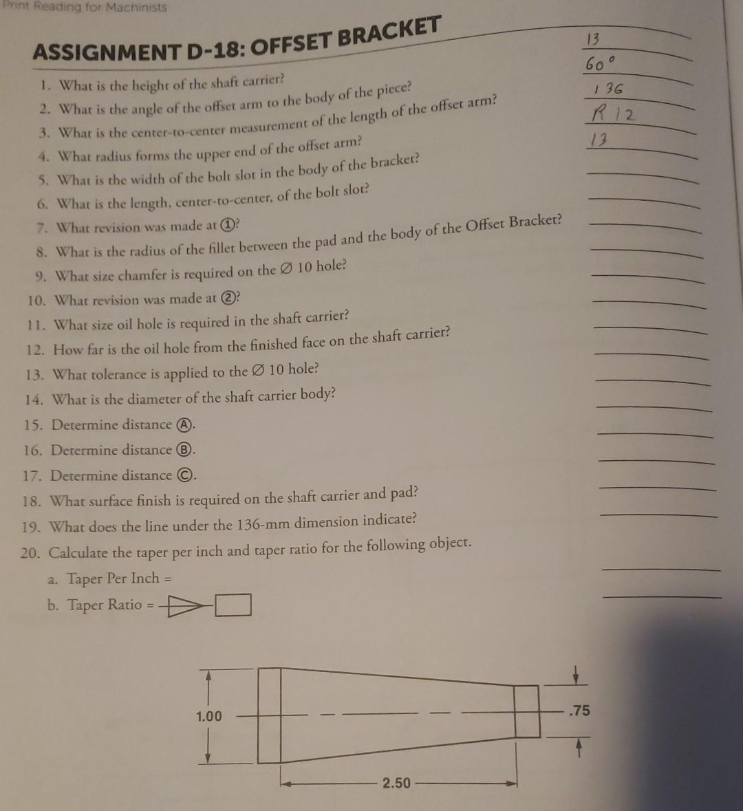 Solved Print Reading for Machinists ASSIGNMENTD-18: OFFSET | Chegg.com