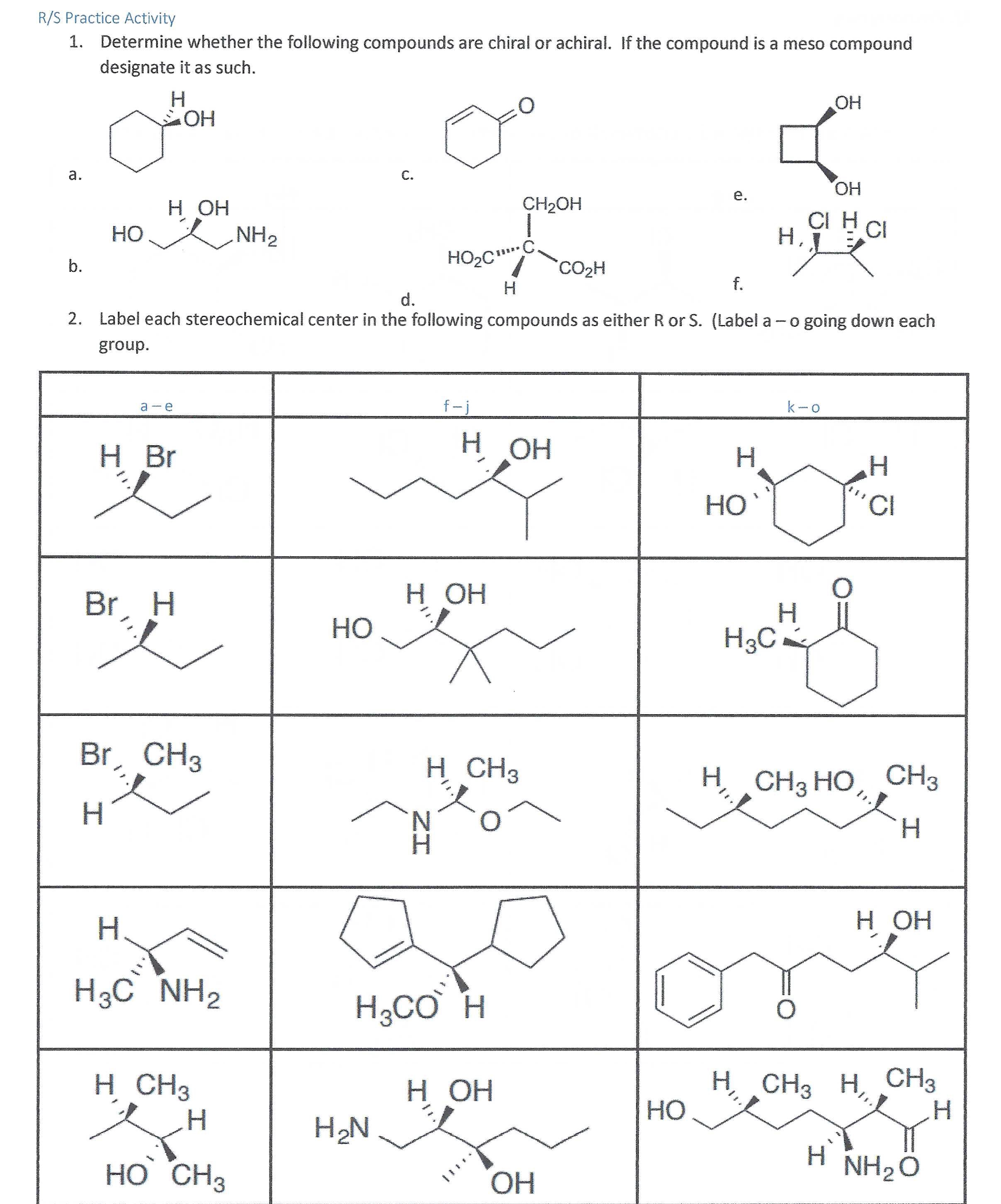 Solved Determine whether the following compounds are chiral | Chegg.com