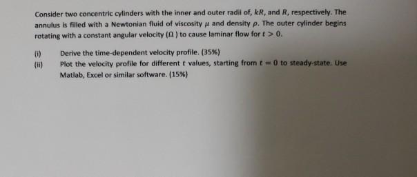 Consider two concentric cylinders with the inner and | Chegg.com