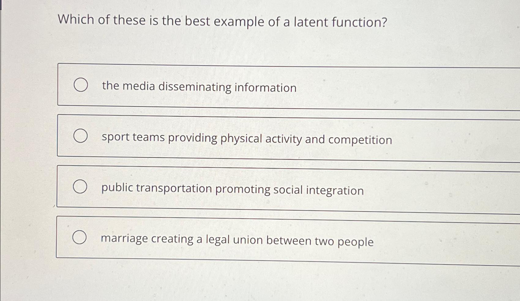 Solved Which Of These Is The Best Example Of A Latent Chegg