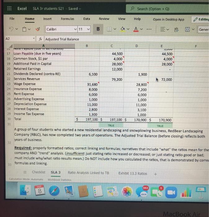 Solved SLA ar students S21.xdsx Excel SLA 3r students $21. | Chegg.com