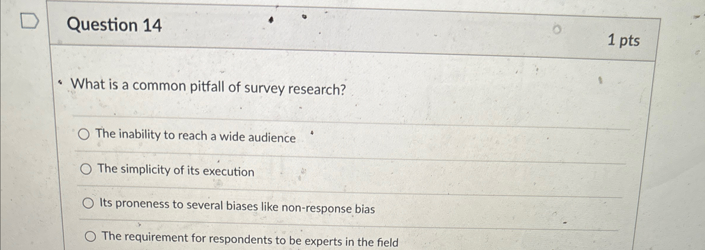 Solved Question 141ptsWhat is a common pitfall of survey | Chegg.com