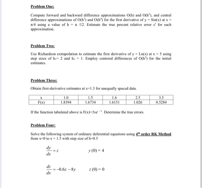 Solved Problem One Compute Forward And Backward Difference