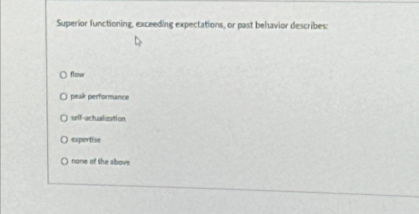 Solved Superior functioning, erceeding expectations, or past | Chegg.com