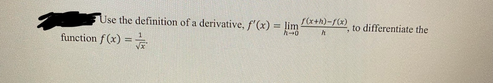 Solved Use the definition of a derivative, | Chegg.com