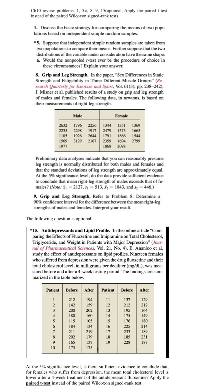 Solved Ch10 ﻿review problems: 1, 5.a, 8, 9, 15(optional, | Chegg.com