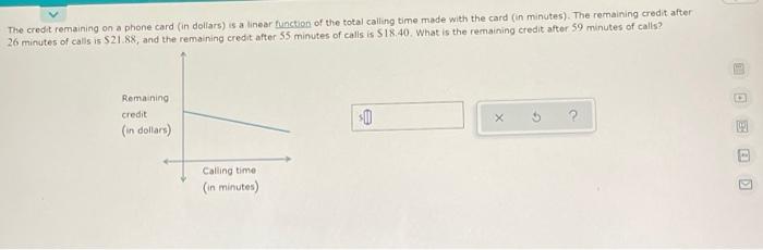 Solved The credit remaining on a phone card (in dollars) is | Chegg.com