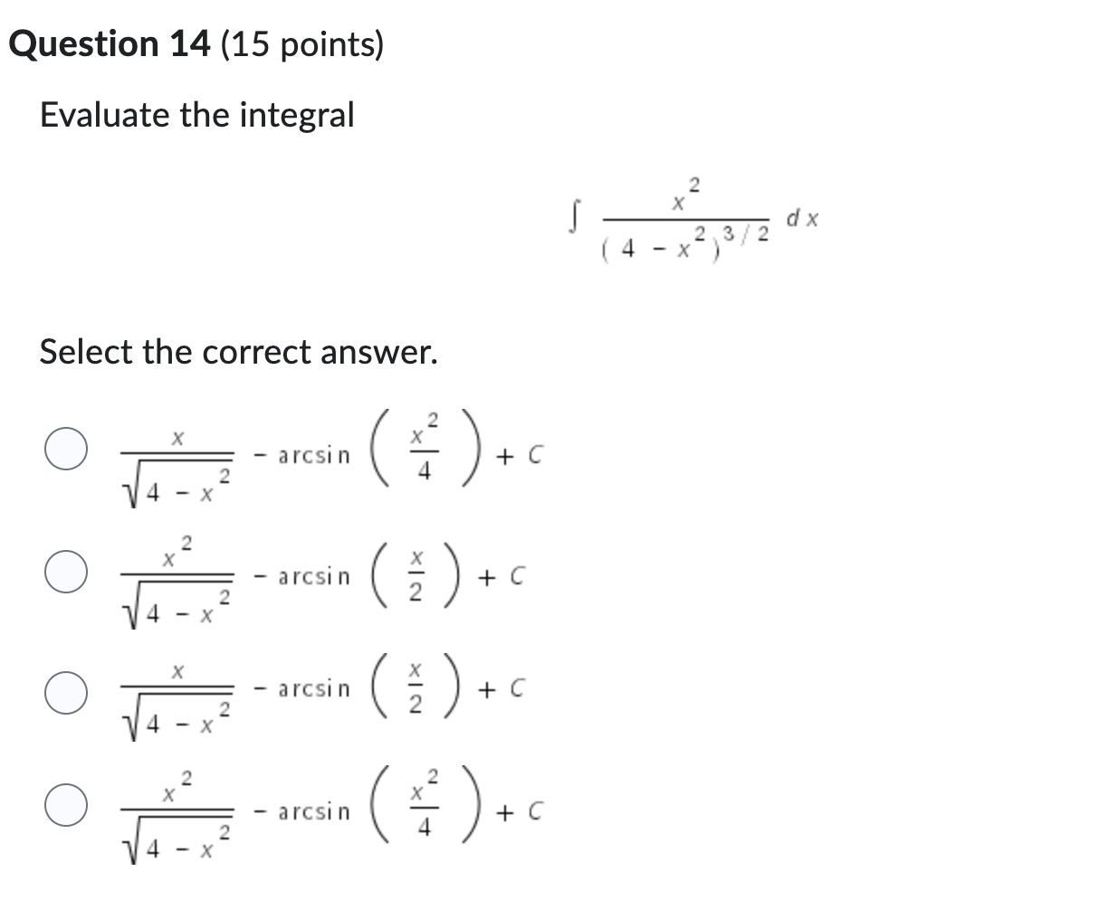 Solved Question 14 (15 ﻿points)Evaluate the | Chegg.com