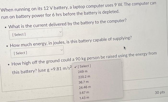 Solved When running on its 12 V battery, a laptop computer | Chegg.com