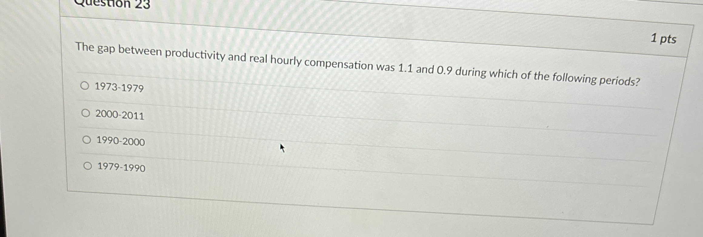 Solved 1 ﻿ptsThe gap between productivity and real hourly | Chegg.com