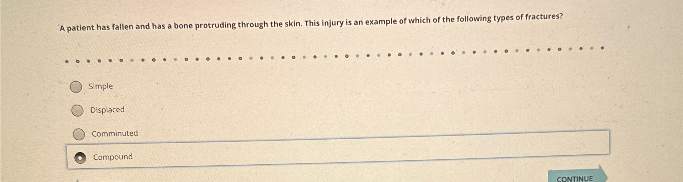 Solved 'A patient has fallen and has a bone protruding | Chegg.com