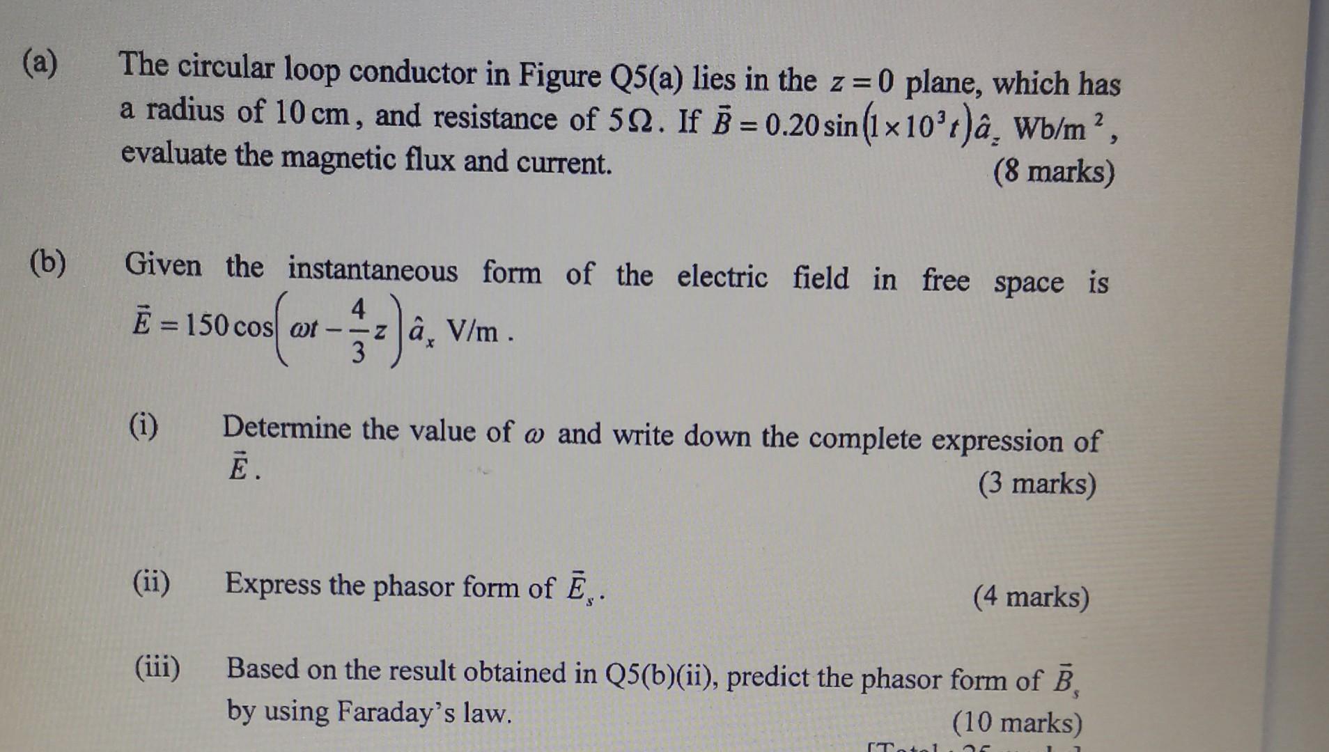 Solved (a) = The circular loop conductor in Figure Q5(a) | Chegg.com