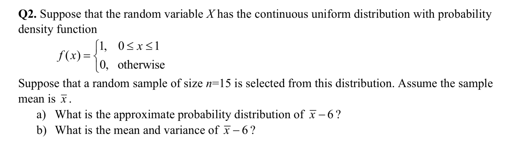 Solved Q2. ﻿Suppose that the random variable x ﻿has the | Chegg.com