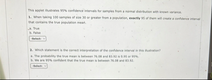 Solved This applet illustrabes 95% ﻿confidence intervals for | Chegg.com