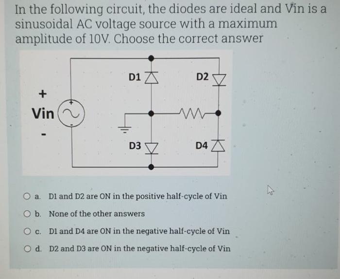 Solved In the following circuit, the diodes are ideal and | Chegg.com