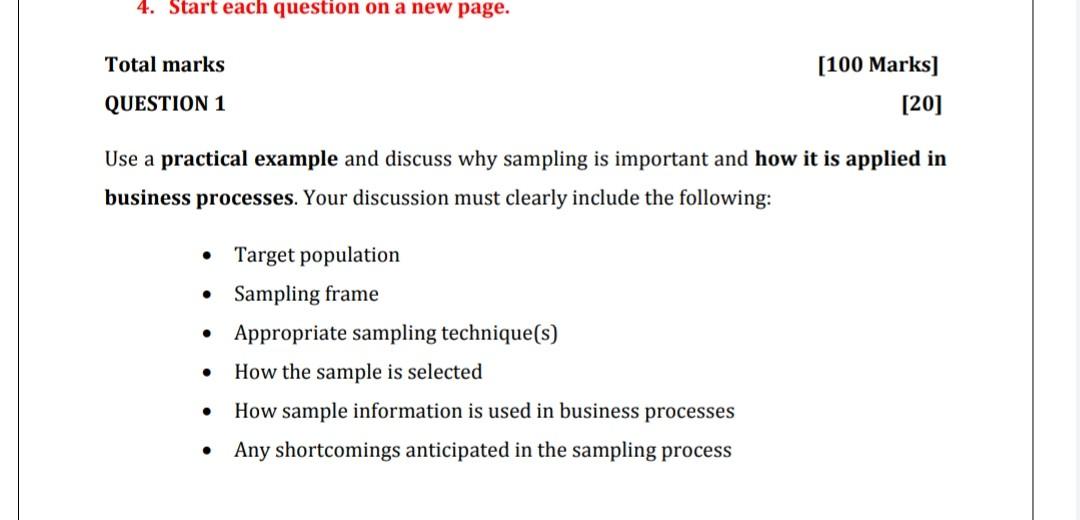 Solved Total marks [100 Marks] QUESTION 1 [20] Use a | Chegg.com