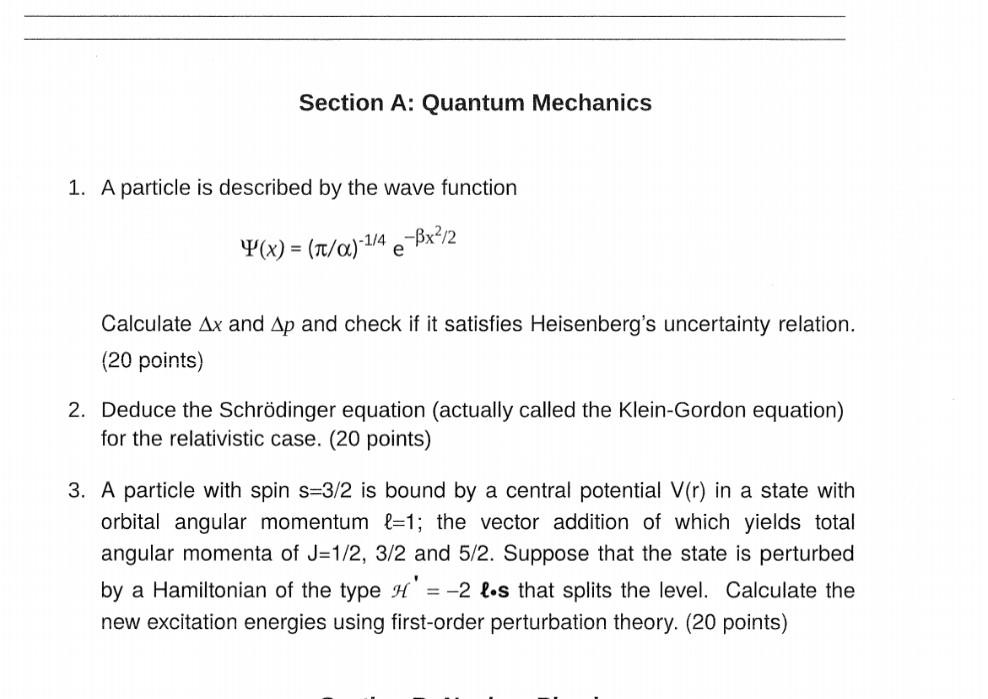 Solved 1. A particle is described by the wave function | Chegg.com