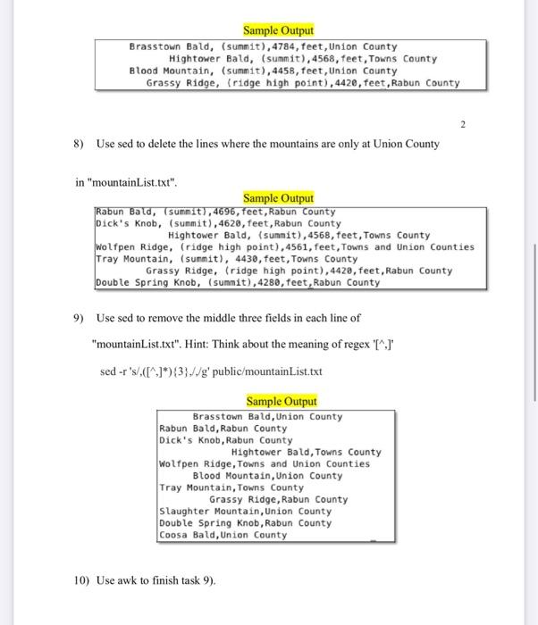 Solved Purpose: Practices on the grep, fgrep, egrep, sed , | Chegg.com