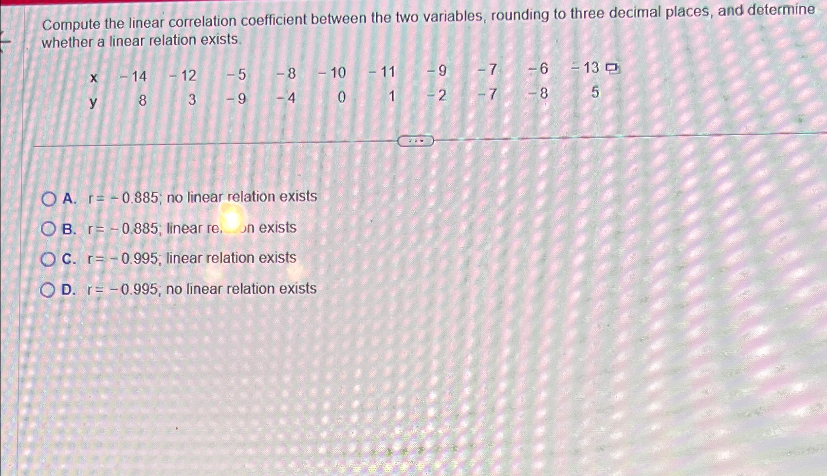 Solved Compute the linear correlation coefficient between | Chegg.com
