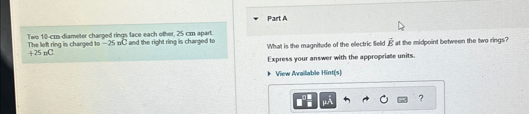 Solved Two 10-cm-diameter charged rings face each other, | Chegg.com