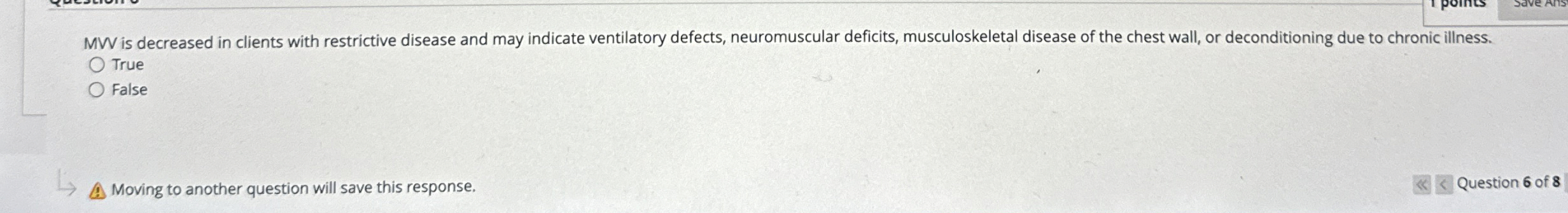 Solved MW is decreased in clients with restrictive disease | Chegg.com