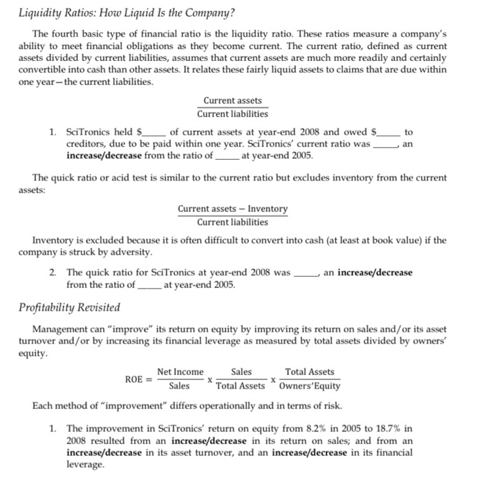 Solved an Liquidity Ratios: How Liquid Is the Company? The | Chegg.com