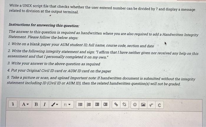 Solved Write A Unix Script File That Checks Whether The User 8936