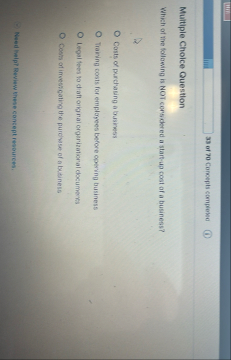 Solved 12101IIIII 33 ﻿of 70 ﻿Concepts completed(i)Multiple | Chegg.com