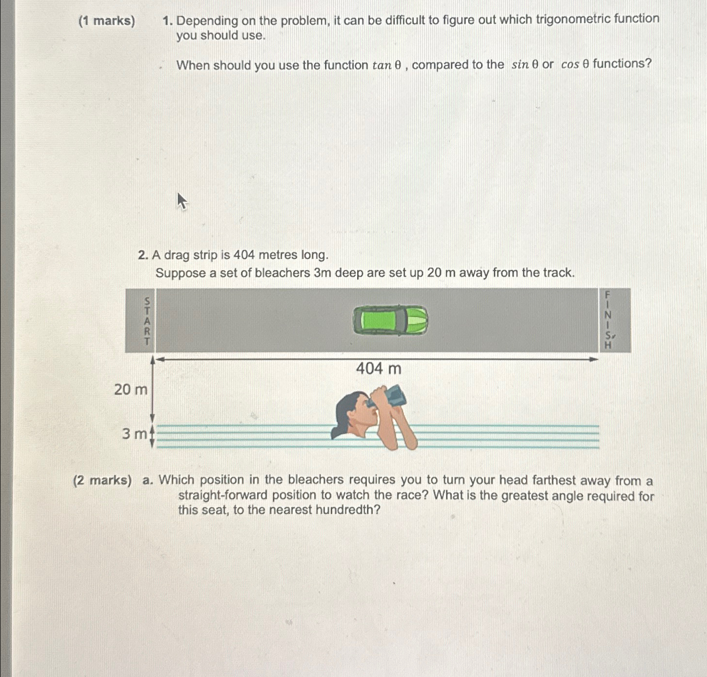 Solved (1 ﻿marks) 1. ﻿Depending on the problem, it can be | Chegg.com