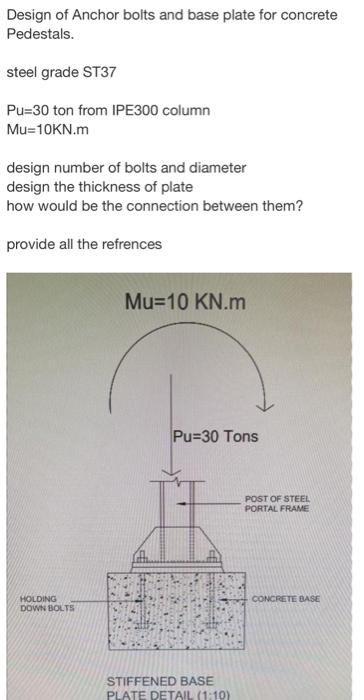 Solved Design of Anchor bolts and base plate for concrete | Chegg.com