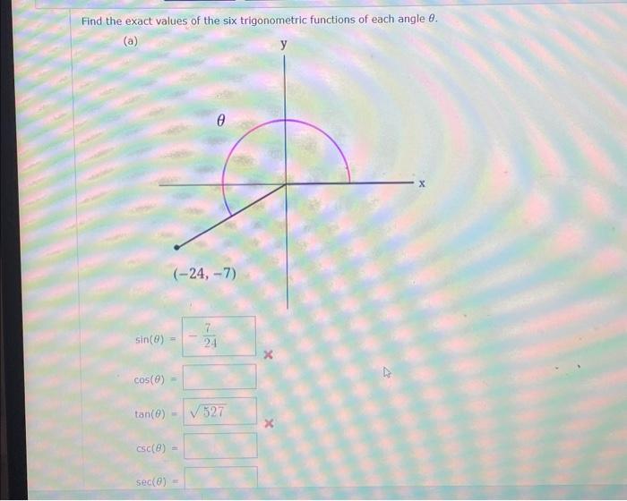 Solved Find The Exact Values Of The Six Trigonometric