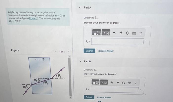 Solved Alight ray passes through a rectangular slab of | Chegg.com