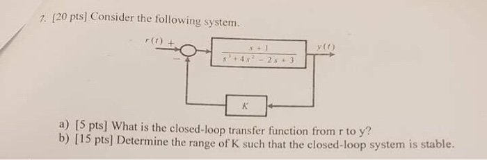 Solved 7. (20 pts] Consider the following system. (0) a) [5 | Chegg.com