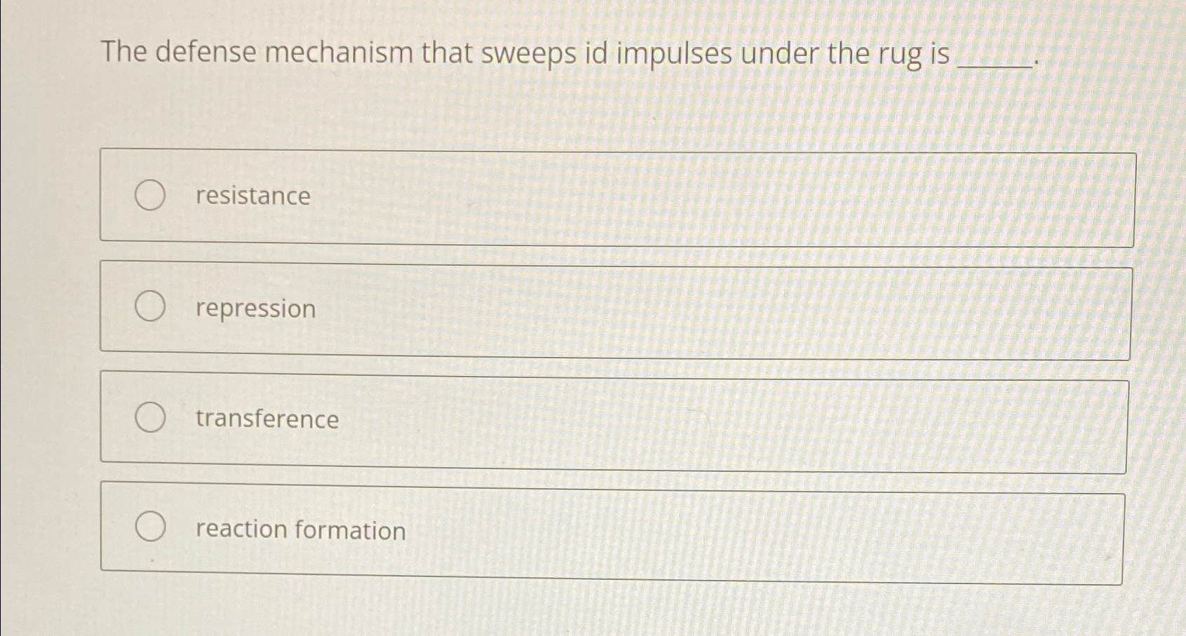Solved The defense mechanism that sweeps id impulses under | Chegg.com