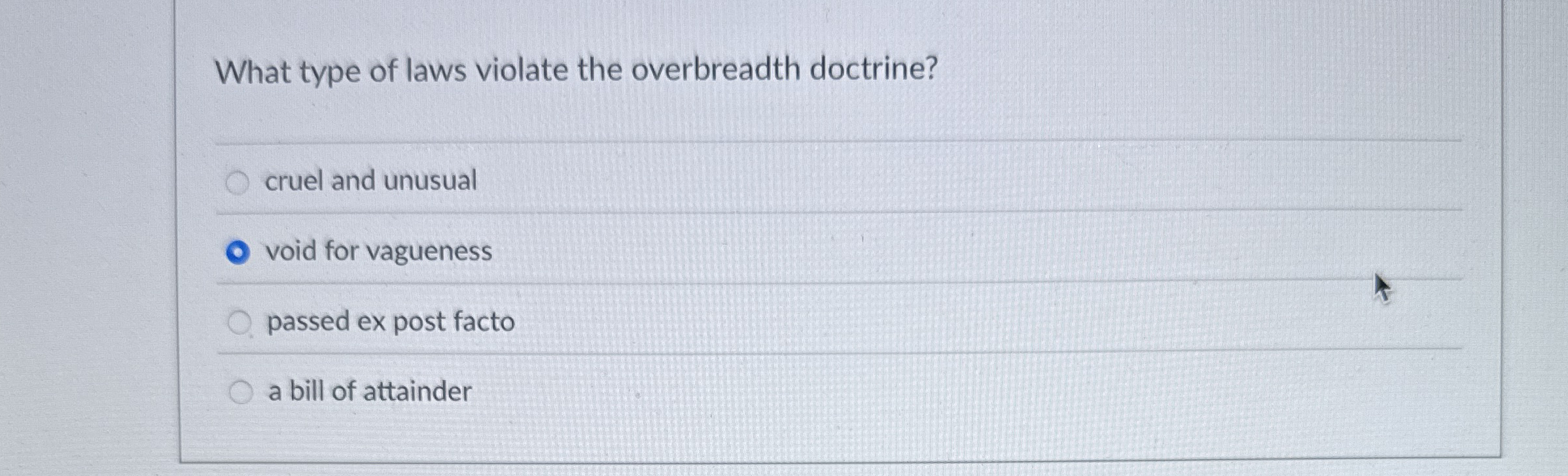 Solved What type of laws violate the overbreadth | Chegg.com