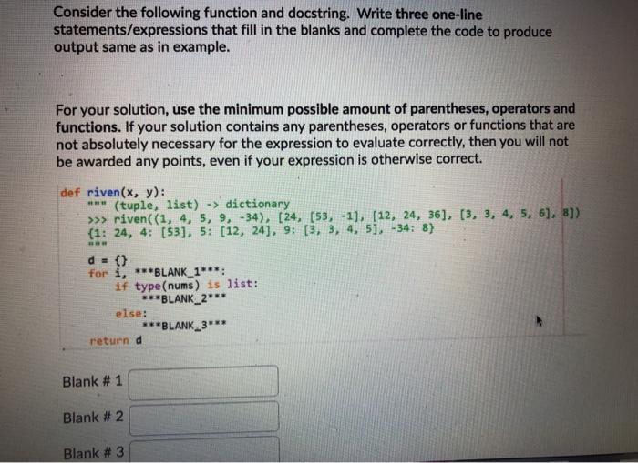 Solved Consider the following function and docstring. Write | Chegg.com